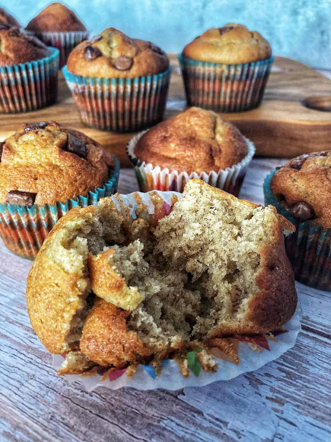 fluffy banana muffins inside | Spice and Life