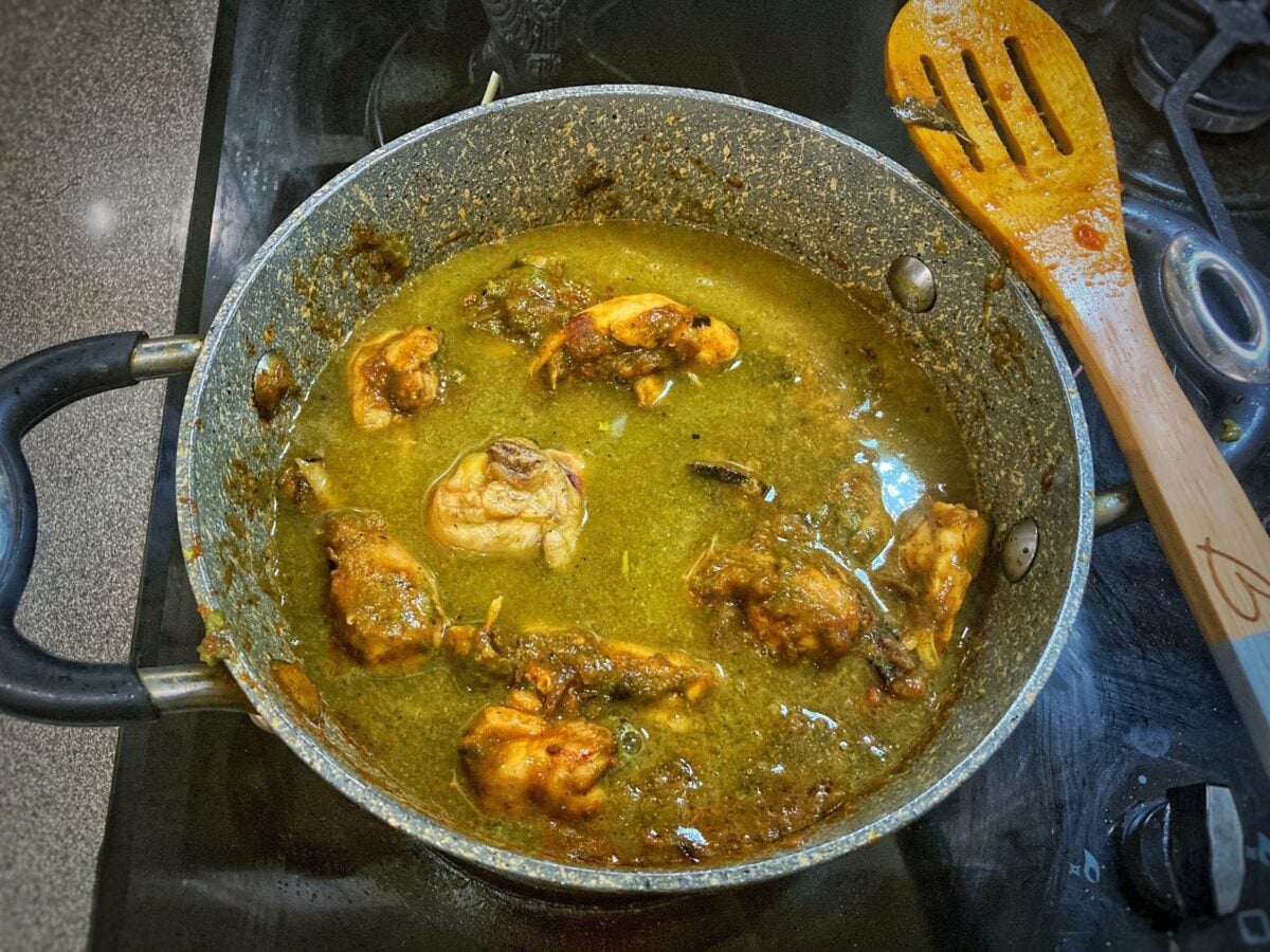 Andhra chicken curry simmering | Spice and Life